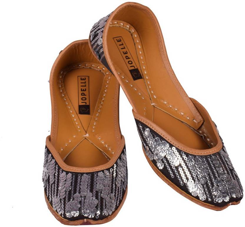 Jopelle Silver Star On Black Leather Juti Jutis For Women - Buy Jopelle ...