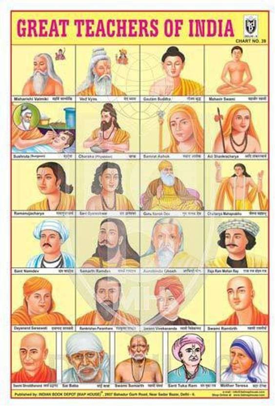 GREAT TEACHERS OF INDIA CHART [Wall Chart] INDIAN BOOK DEPOT (MAP HOUSE ...