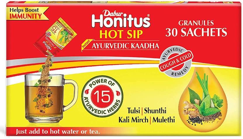 Dabur Honitus Hot Sip: 100% Ayurvedic Kadha | Provides Instant Relief ...