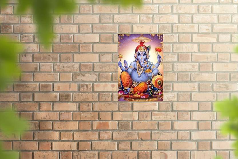 Ganpati Bappa Sticker Poster|Lord ganesh eating ladoo Poster|Wall Decor ...