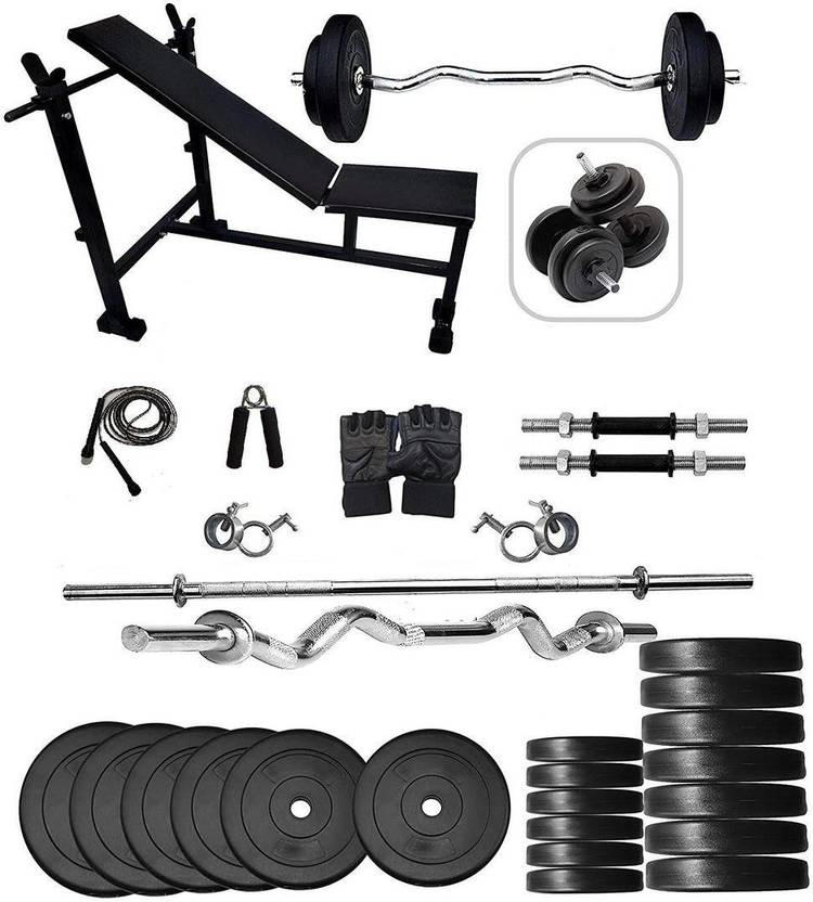 Addmax 70 kg Rubber COMBO 70 kg_a1-CHG Home Gym Combo Price in India ...