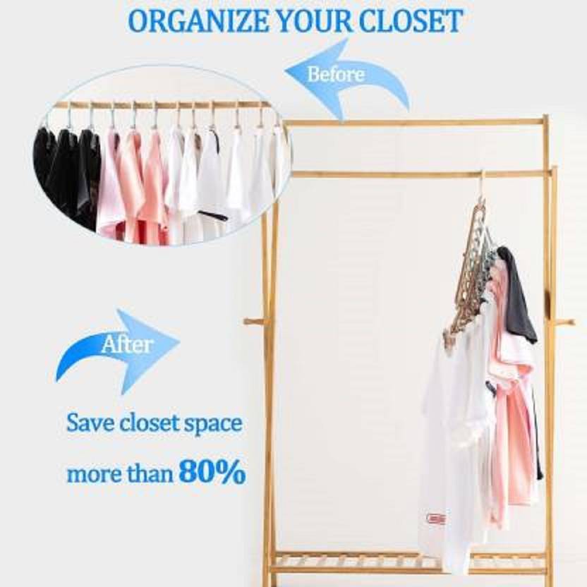 Wardrobe Space Saver Folding Hangers/Hangers for Clothes Wardrobe/9 ...