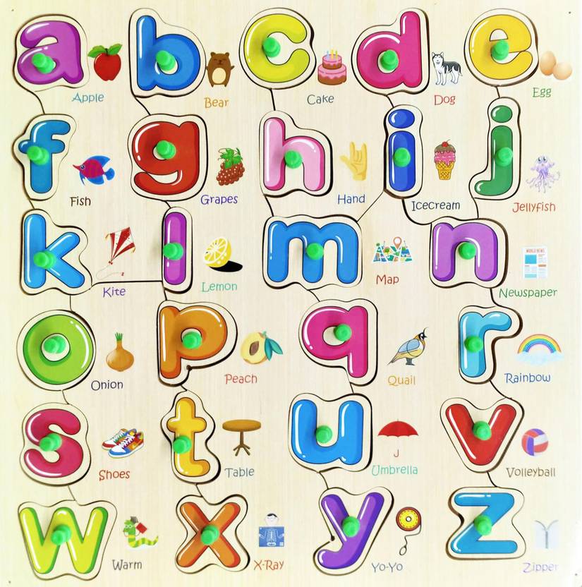 Khilonewale Small ABCD Wooden Picture Alphabet for Kids Ages 3-5, Early ...