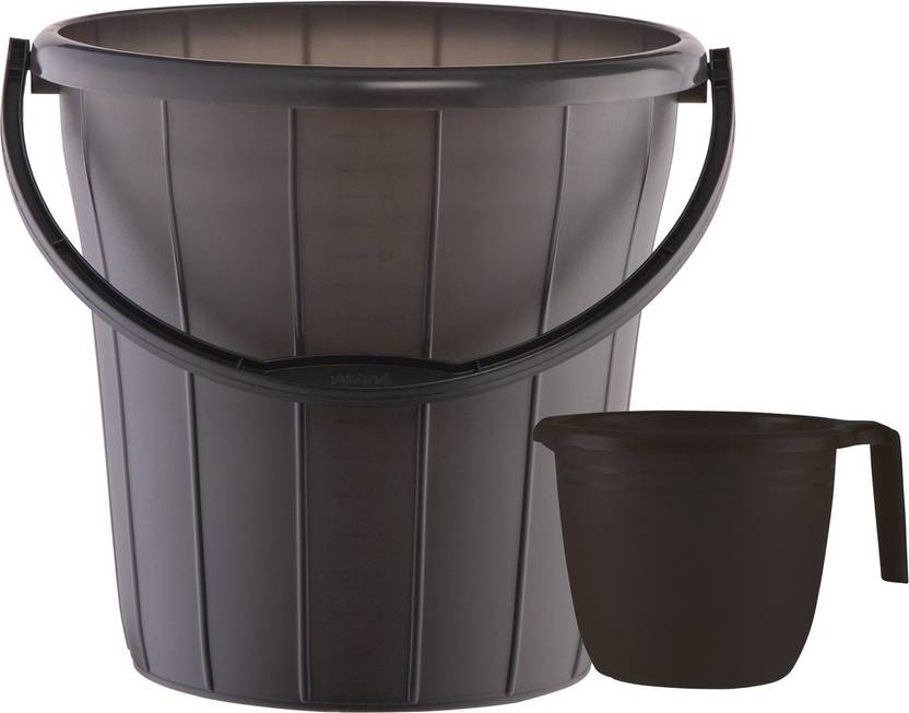 POLYSET Plastic Frosty Bucket 18Ltr & Riya Mug 1Ltr Combo, 18 L Plastic ...