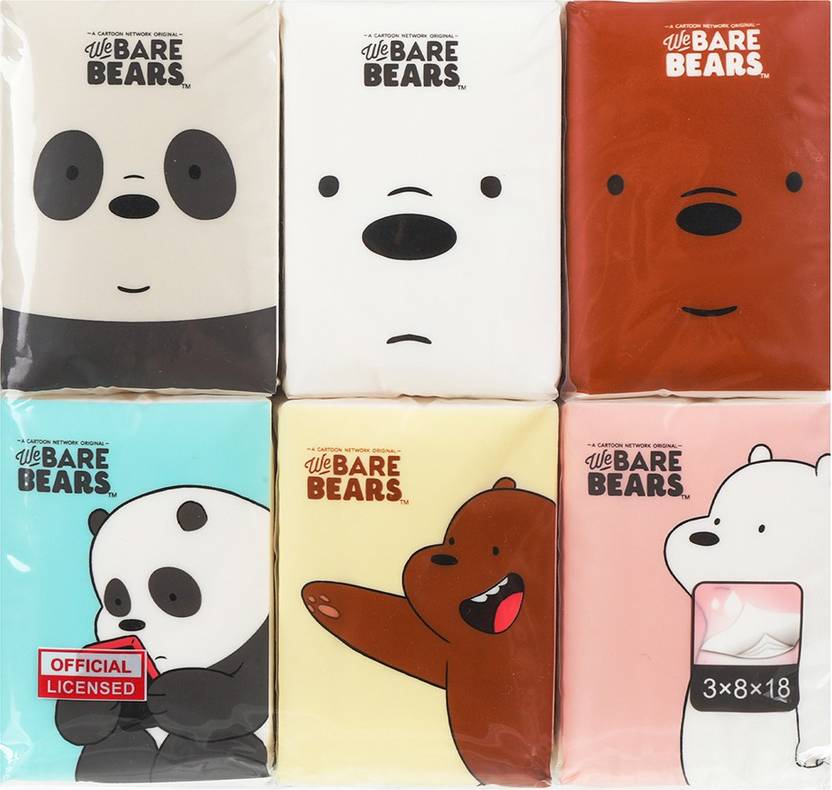 MINISO We Bare Bears Simple Tissues (8sheets*3-layer) 18 Packs - Price ...