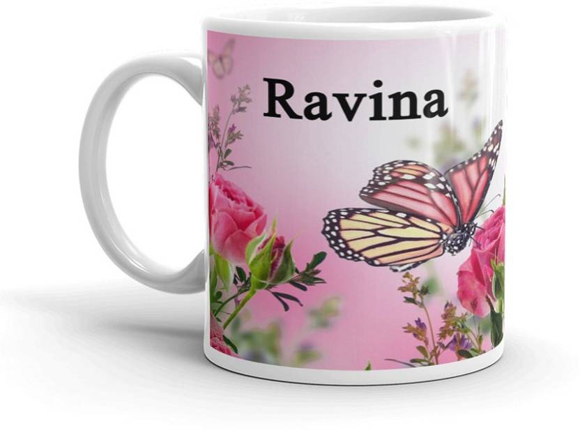 Vrantikar Ravina Name Pink Flower & Butterfly Printed Gift For ...