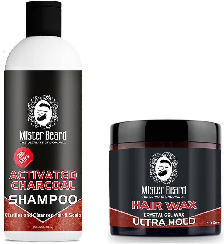 Mister Beard Hair Wax Crystal Gel Wax Ultra Hold 100gm With Activated Charcoal Shampoo 200ml