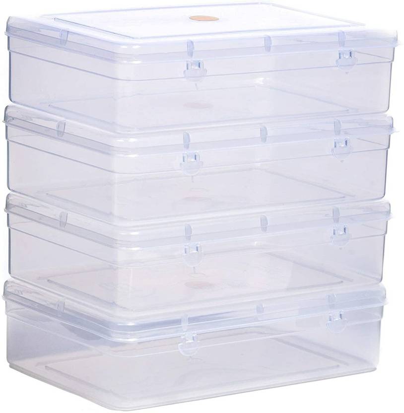 Chetan Clear Plastic Medium Storage Boxes Size 24 x 16 x 6 Cm (Set of 4 ...