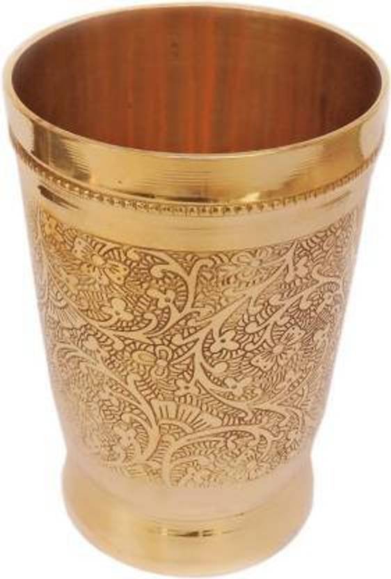 DARIDRA BHANJAN Brass Glass, pital glass Tumbler, Embossed Design Glass ...