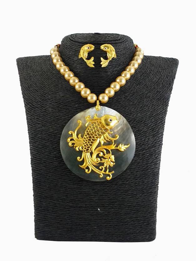 Sukhen Antique Jewellery Brass, Shell Gold-plated Gold Jewellery Set ...