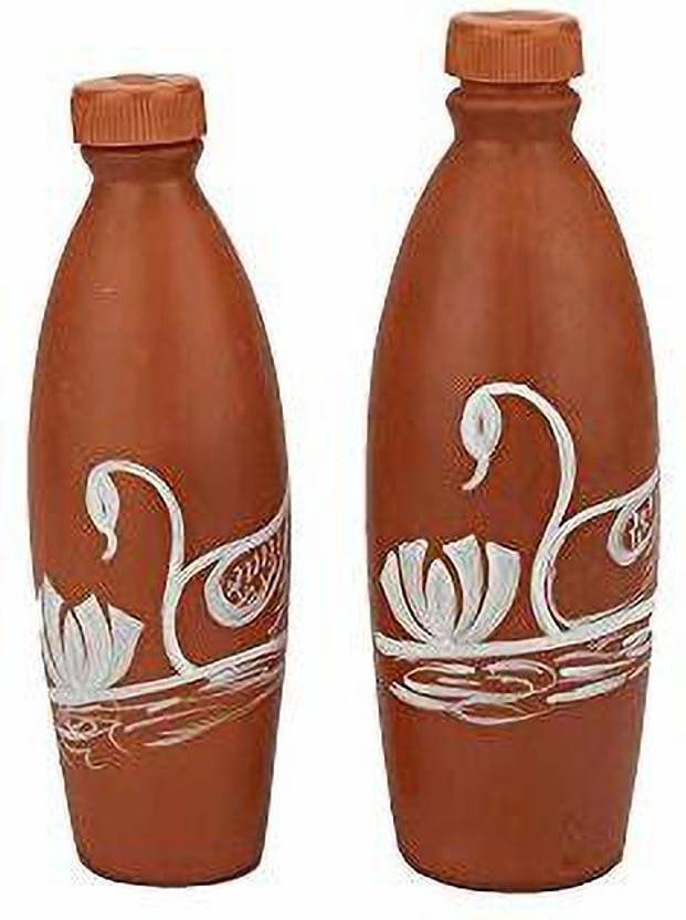 MITTICOOL MITTI COOL Earthen Clay Water Bottle (1 Litre) White Panting ...