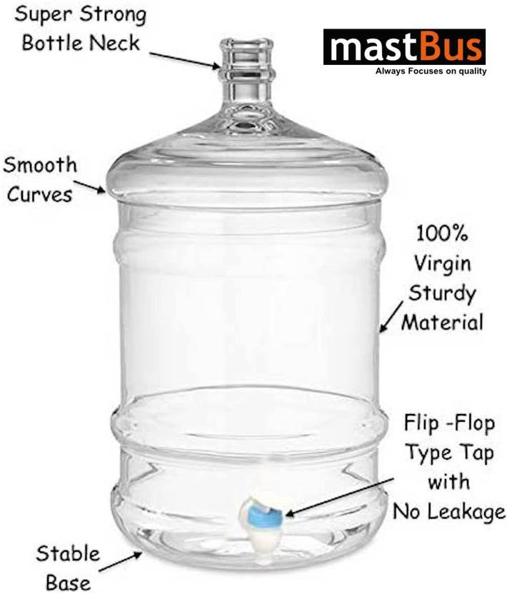 mastBus 1Pc 20 Litre Water Can with Tap and 6 Plastic Glass Unbreakable ...