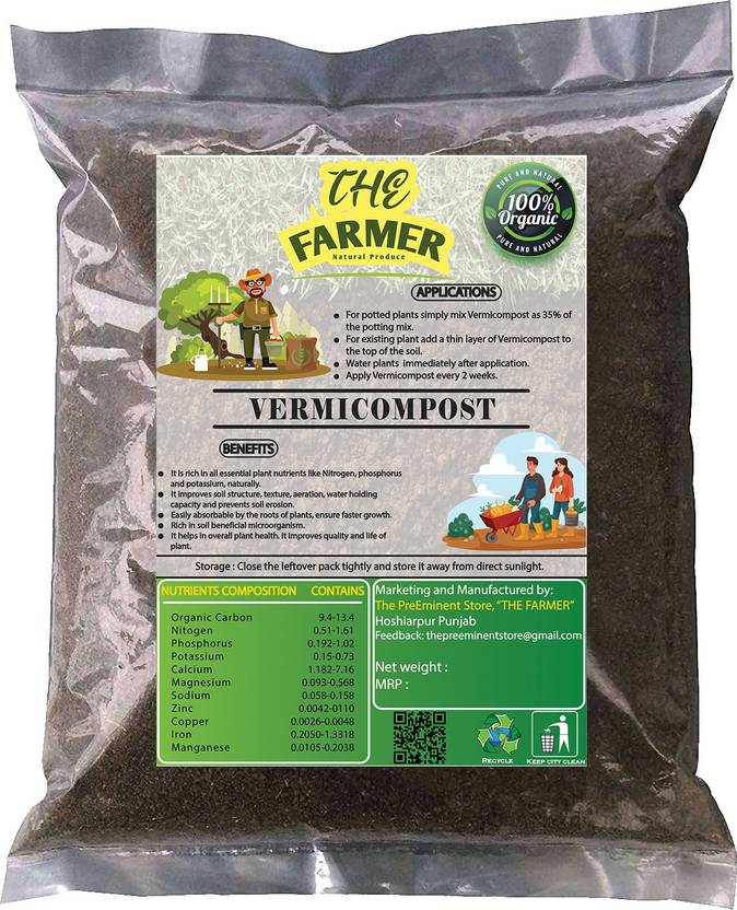 The Farmer Organic Enriched Vermicompost Fertilizer Prepared from 100% ...