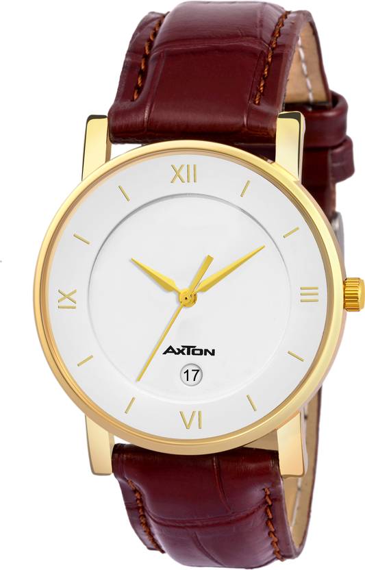 Axton Designer Series 9162YL01 Formal White Dial AND BROWN STRAP DATE ...