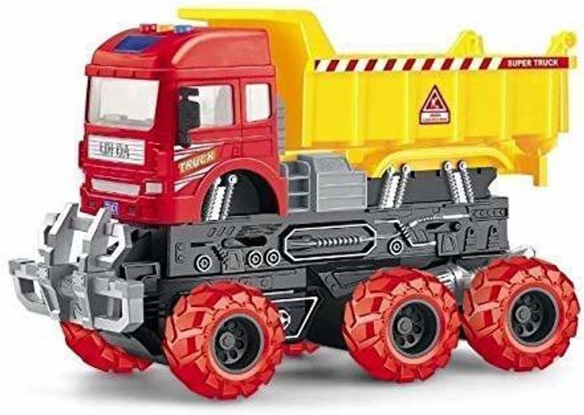 VRUX 6x6 Wheeler Safety Truck Toy Friction Powered Unbreakable Truck ...