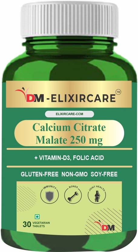 DM ELIXIRCARE Advance Calcium CCM 250MG Vitamin D3 & Folic Acid Tablets ...
