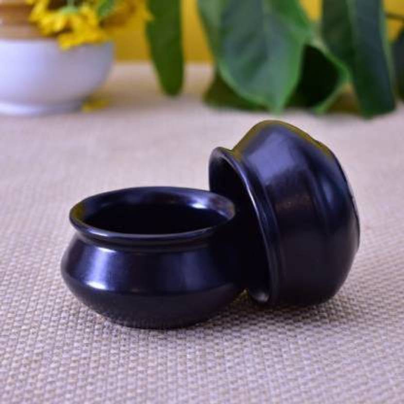 Bright Shop Ceramic Solid Black Handi Chatni Bowl | Ceramic Small Mini ...