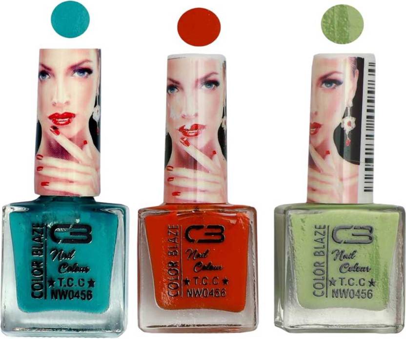 color blaze NAIL PAINT COMBO OF LIGHT FIROZI,RED,PISTA 9 ( PACK OF 3 ...