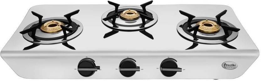 Preethi byPREETHI Preethi Stylo steel slim stainless steel 3 Burner Gas ...
