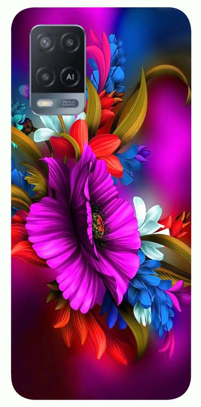 PRINT EVERYTHING Back Cover for OPPO A54 ( Colorfull Flower Design ...