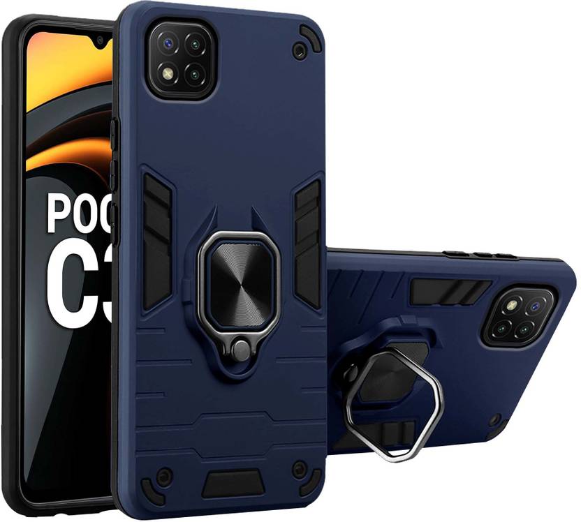 Deemoksh Back Cover for Xiaomi Poco C3 D5 Ring Holder Rugged Armor TPU ...