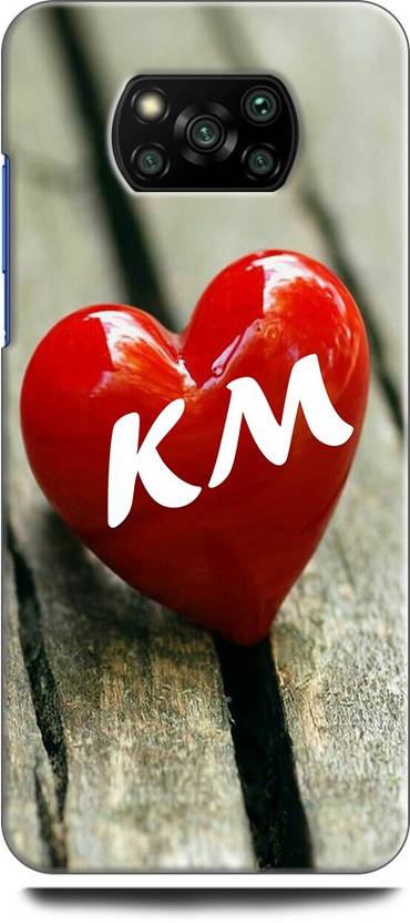 INDICRAFT Back Cover for POCO X3 Pro K M, K LOVES M, NAME, LETTER, ALPHABET, KM LOVE, HART, BLUE ...