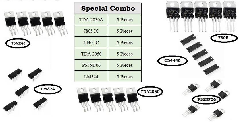 Republic Amplifier IC - 2030, 7805,CD4440,LM324, TDA2030, TDA2050 ...