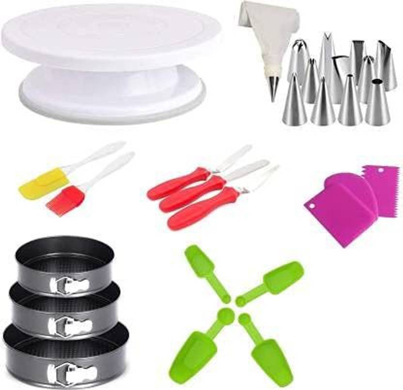 MFORALL Cake combo set of 7 Cake Baking and Making Tools Cake Turntable ...