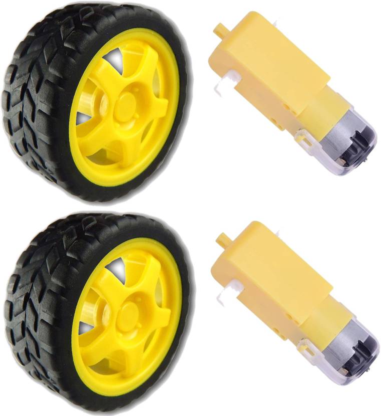 Manushre Manas Enterprises DC Gearbox Motor TT Motor With Tire Wheel DC ...