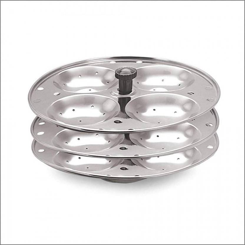 neev creation Stainless Steel 3-Rack Idli Stand, Makes 12 Idlis ...