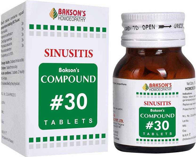 Bakson's Homoeopathy Sinusitis Compound #30 Tablets Price in India ...