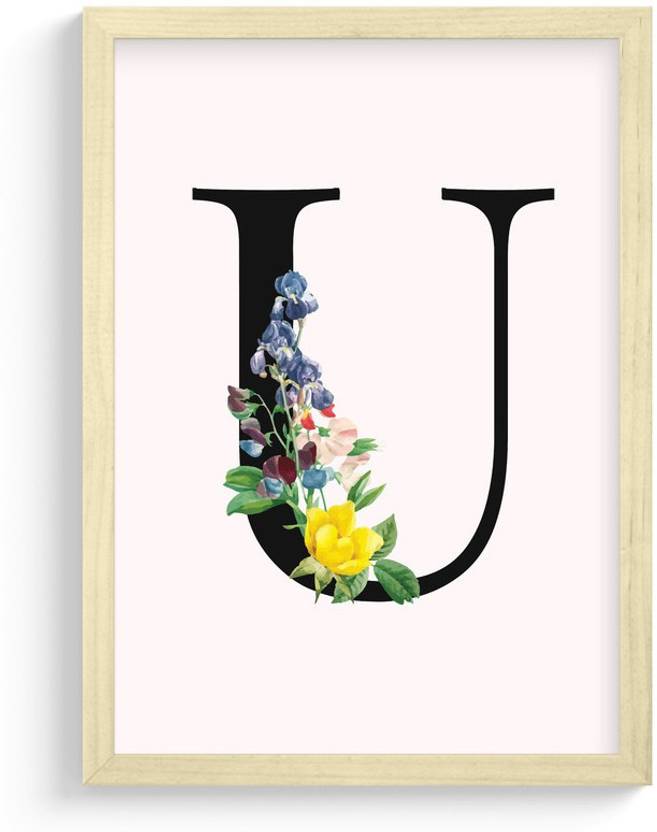 SC CREATIVES Lilly Floral Letter 'U' Painting For Living Room ...