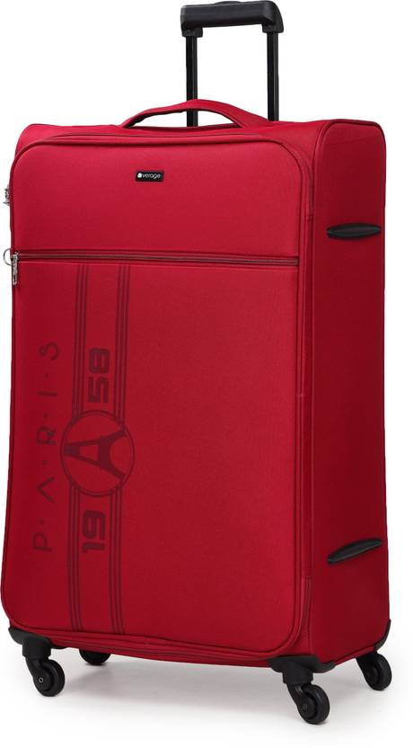Verage Paris 79 Cms Red Large Check In Soft Suitcase Luggage Bag With ...
