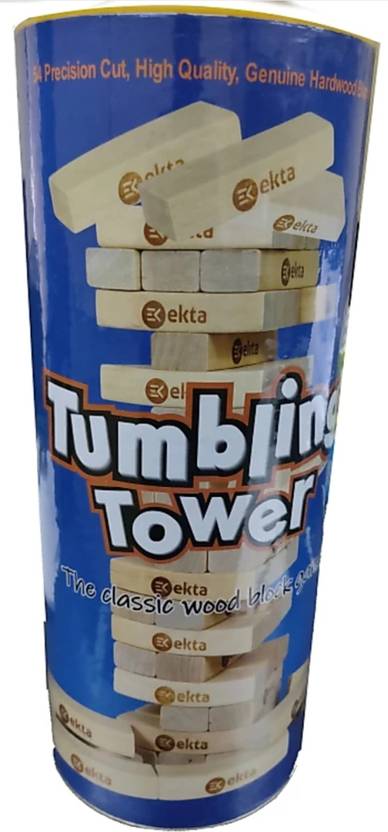 Ekta Toys TUMBLING TOWER ( 54 WOODEN BLOCK ) Party & Fun Games Board ...