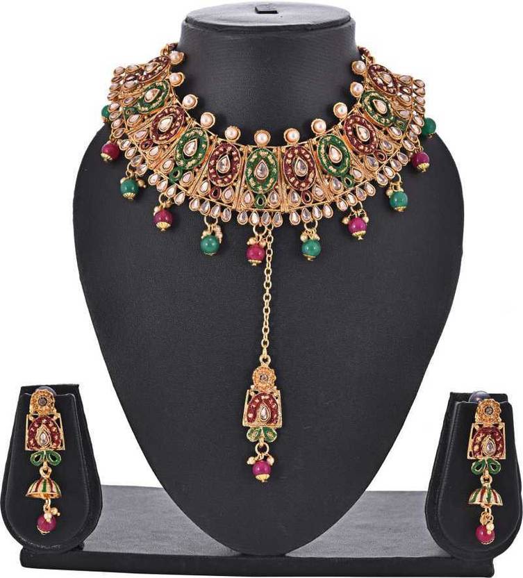 Handicraft Kottage Metal Gold-plated Multicolor Jewellery Set Price in ...