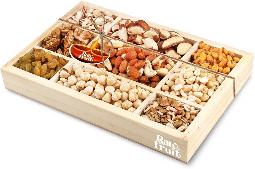 HyperFoods RawFruit Jumbo 9 Dry Fruit Combo Wooden Gift Box | Premium ...