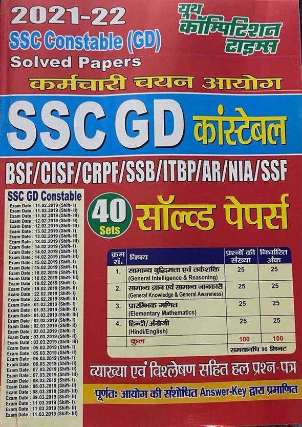 Ssc Constable Gd 2021-22 Solved Papers Bsf/cisf/crpf/ssb/itbp/ar/nia ...