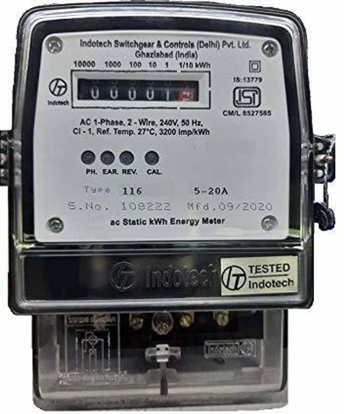 Indotech METER Polycarbonate Electronic Energy Meter (Black, Counter ...