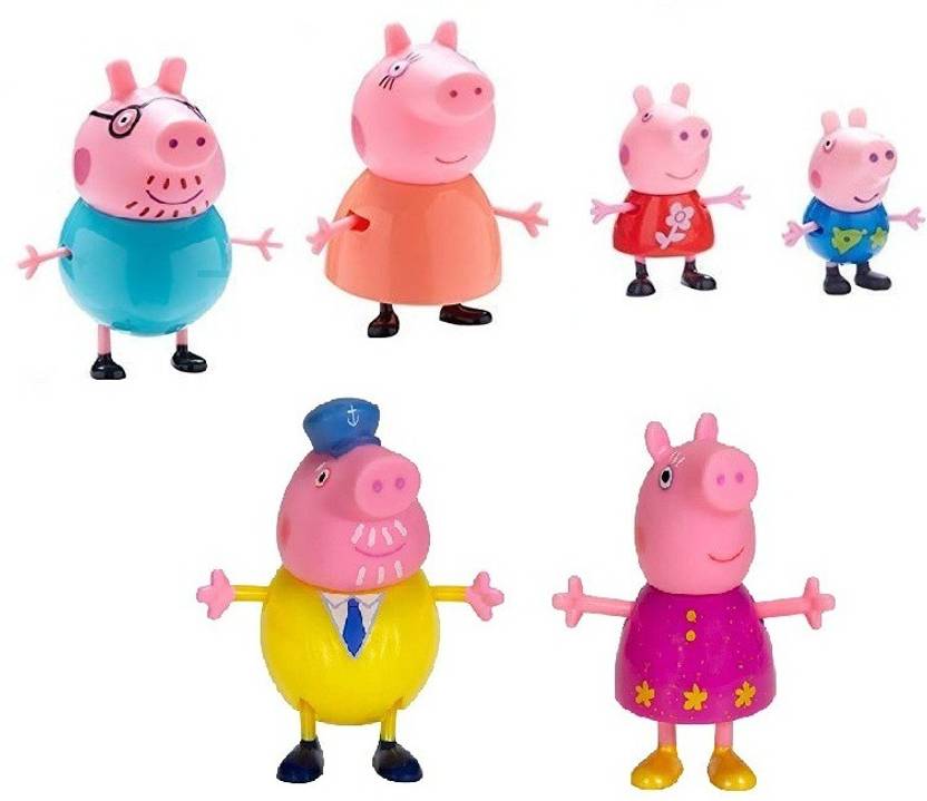 DINAARKAN Peppa Pig Family Set of 6-Dada,Dadi,Papa,Mamma,George,Peppa ...