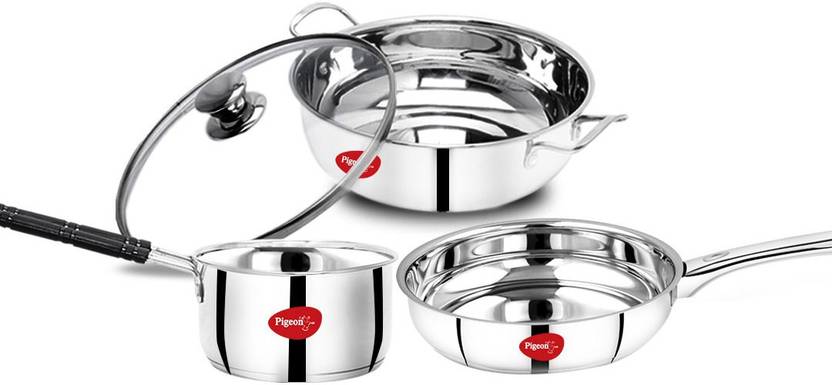 Pigeon Special Stainless Steel Gift Set with Kadai, Fry Pan and ...
