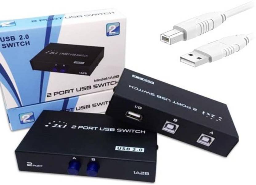 Technobyte 2 Port Printer/Scanner Sharing Switch with 2 X 1.5 Mtr High ...