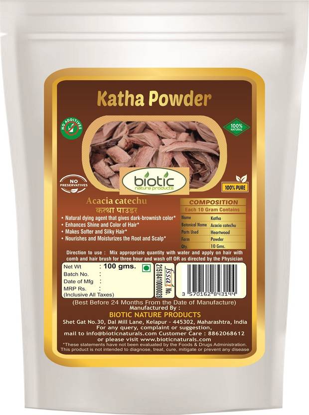 biotic Katha Powder (Acacia Catechu) Kattha Powder - 100g - Price in ...