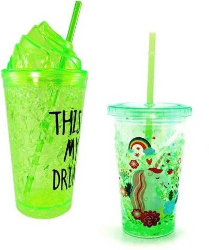 UNIBOX Cool ice cream smothe Sipper With unicorn Sipper (Green) 650 ml ...