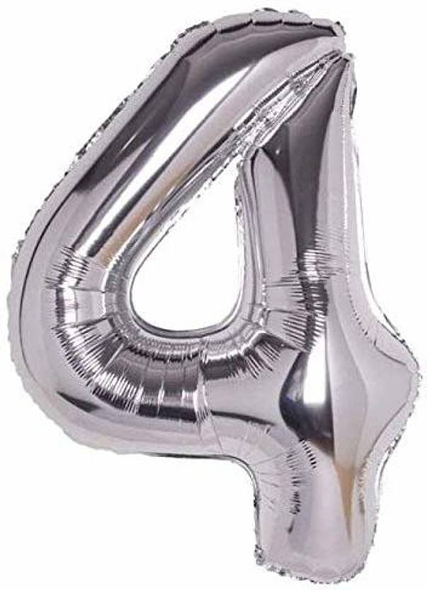 Flipkart.com | Partyshots Solid 16” No.4 Silver Foil Balloon for 4th ...