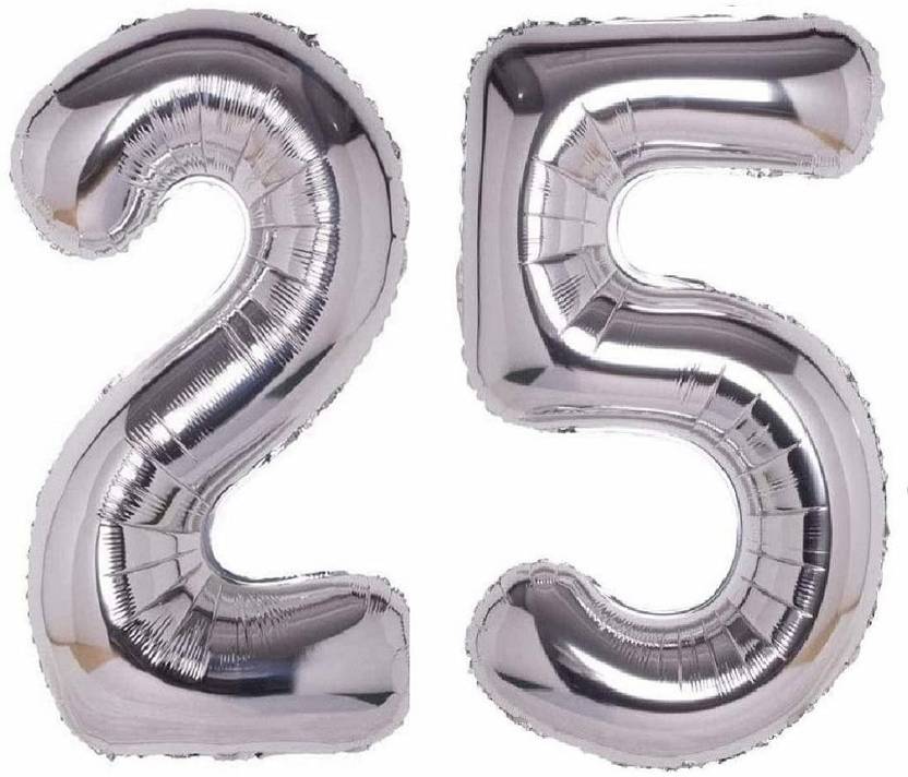 Flipkart.com | ACOME Solid 16” No.25 Silver Foil Balloon for 25th Year ...