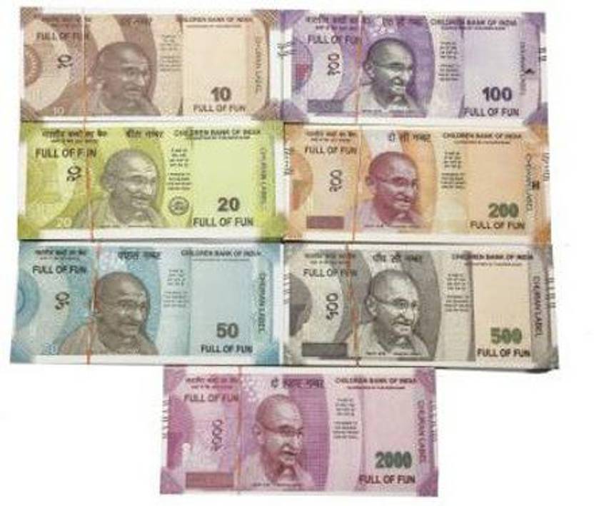 MGT CREATION (50 Each x 7=350 Nakli Note) Playing Indian Currency Notes ...