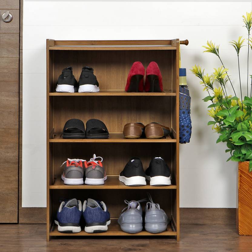 HOKiPO 4 Tier Wooden Shoe Rack for Home | Chappal Stand Slipper Shoe ...