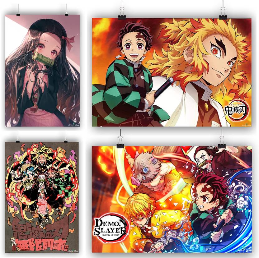 Demon Slayer superhero 1030 Pack of 4 for wall decoration Paper Print ...