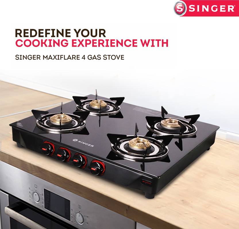 Singer Maxiflare 4 GS Glass Manual Gas Stove Price in India - Buy ...