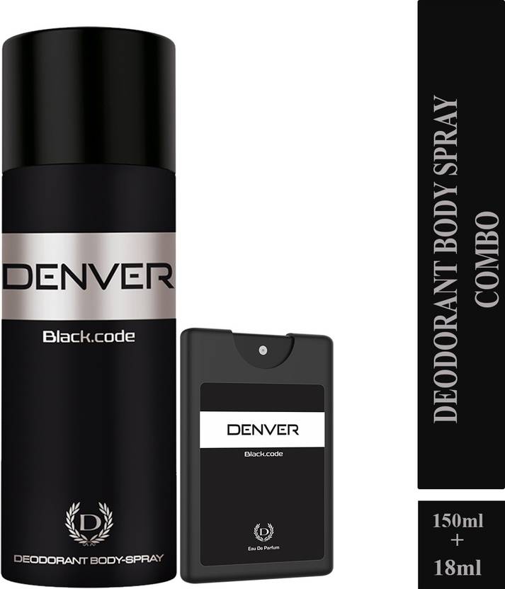 DENVER Black Code Deo & Black Code Pocket Perfume Deodorant Spray - For ...